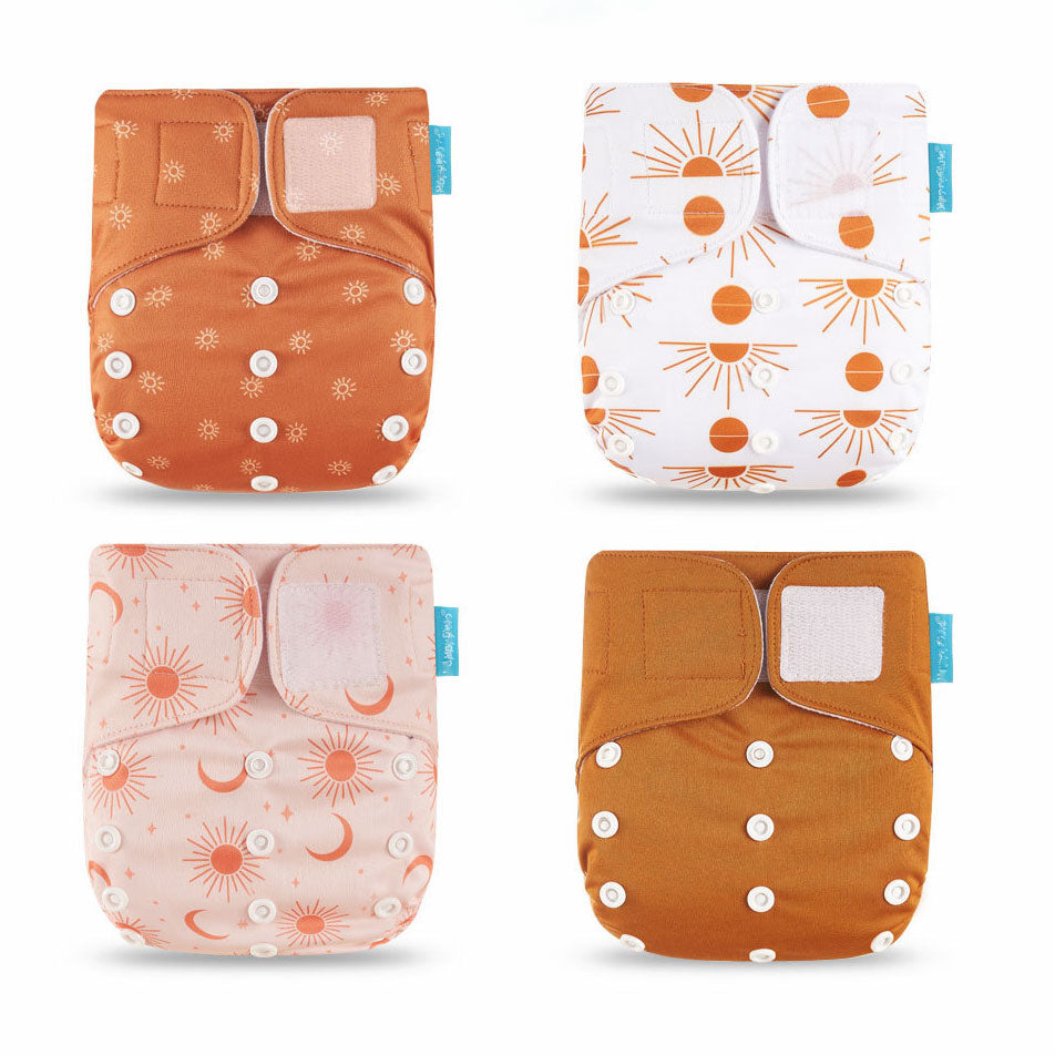 Izzy 4 Pack Cloth Nappies With 8 Inserts | Adjustable, Reusable ...