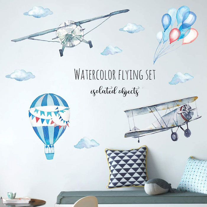 Hot Air Balloon & Airplane Baby Nursery Wall Sticker Australia – Nappy ...