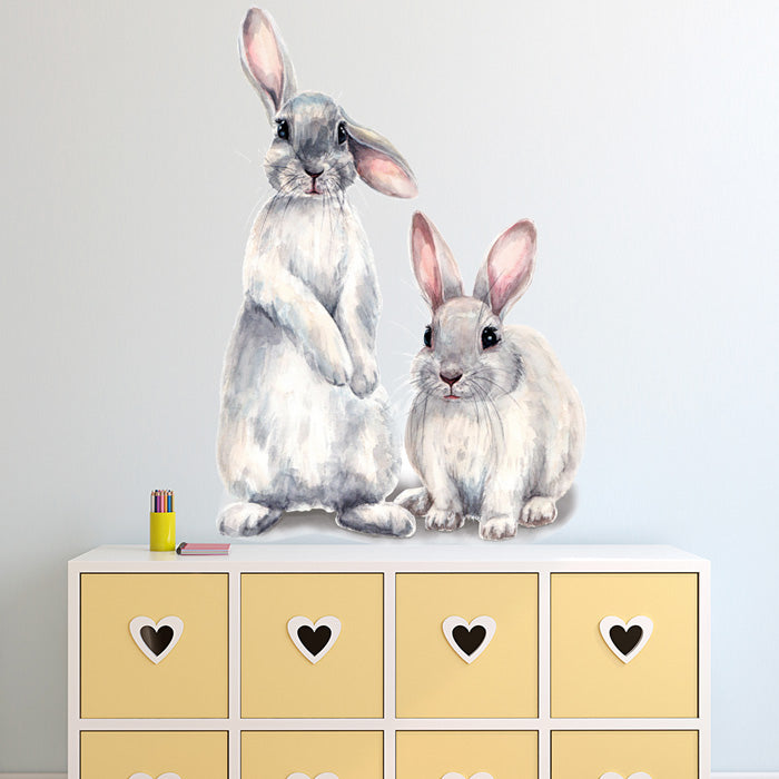 Two Bunnies Baby Nursery Wall Sticker [116 x 80 cm] Sale Australia