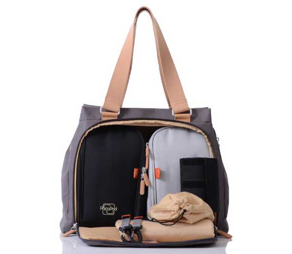 PacaPod Richmond Bag in 3 Colors Charcoal/Dove Herringbone & Slate